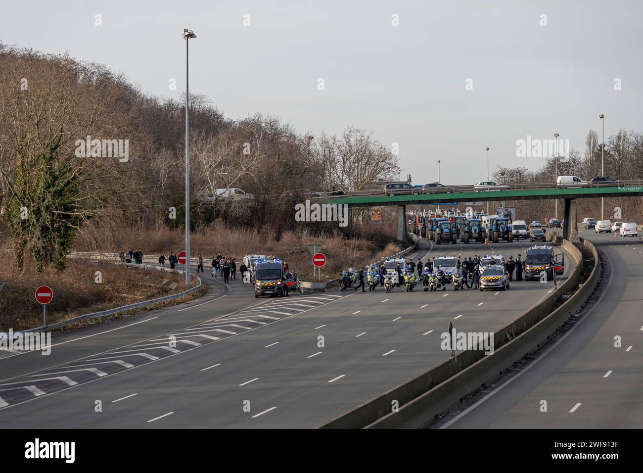 Argenteuil, France - 01 29 2024: View of the A15 motorway near Paris ...