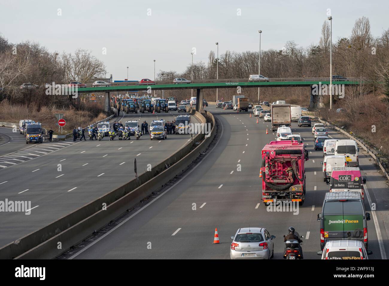 Argenteuil, France - 01 29 2024: View of the A15 motorway near Paris ...