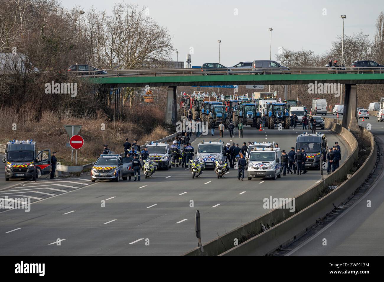 Argenteuil, France - 01 29 2024: View of the A15 motorway near Paris ...