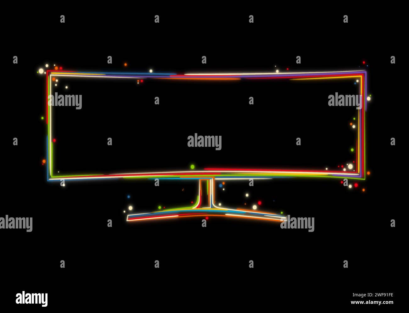 Front view of a ultrawide monitor Hand drawn stylized vector ...