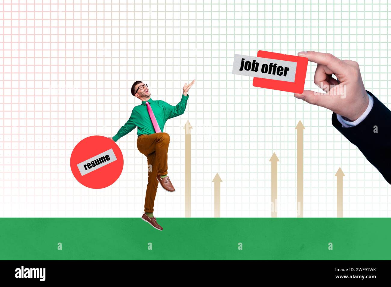 Creative trend collage of funny man search job offer candidate ...