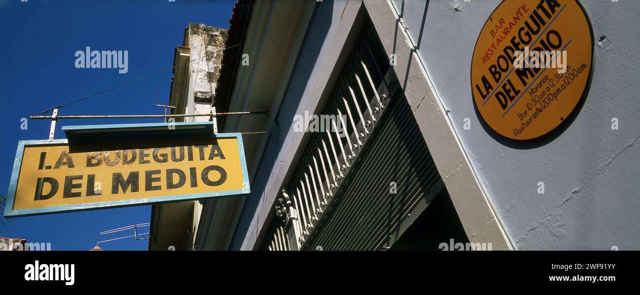 1990s, signs for La Bodeguita Del Medio bar, Havana, Cuba, a famous ...