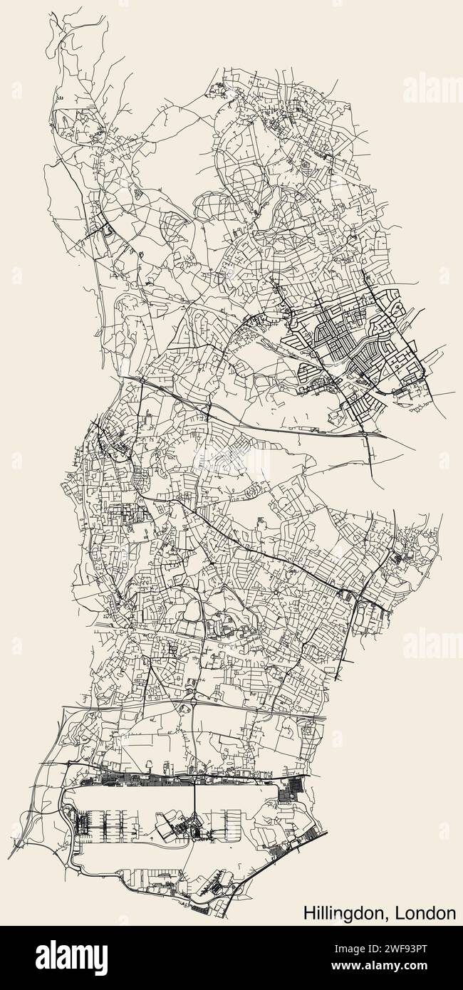 Street roads map of the BOROUGH OF HILLINGDON, LONDON Stock Vector ...