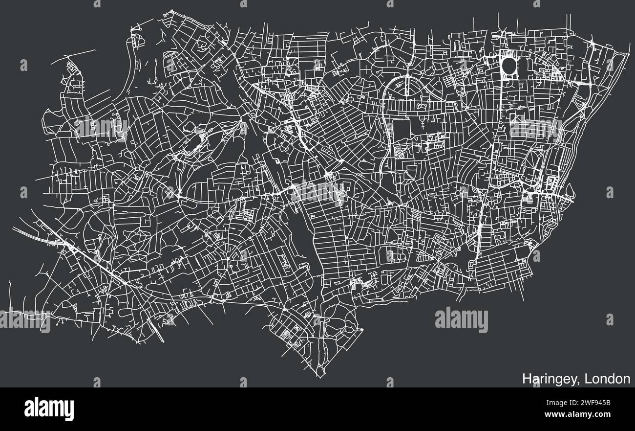 Street roads map of the BOROUGH OF HARINGEY, LONDON Stock Vector Image ...