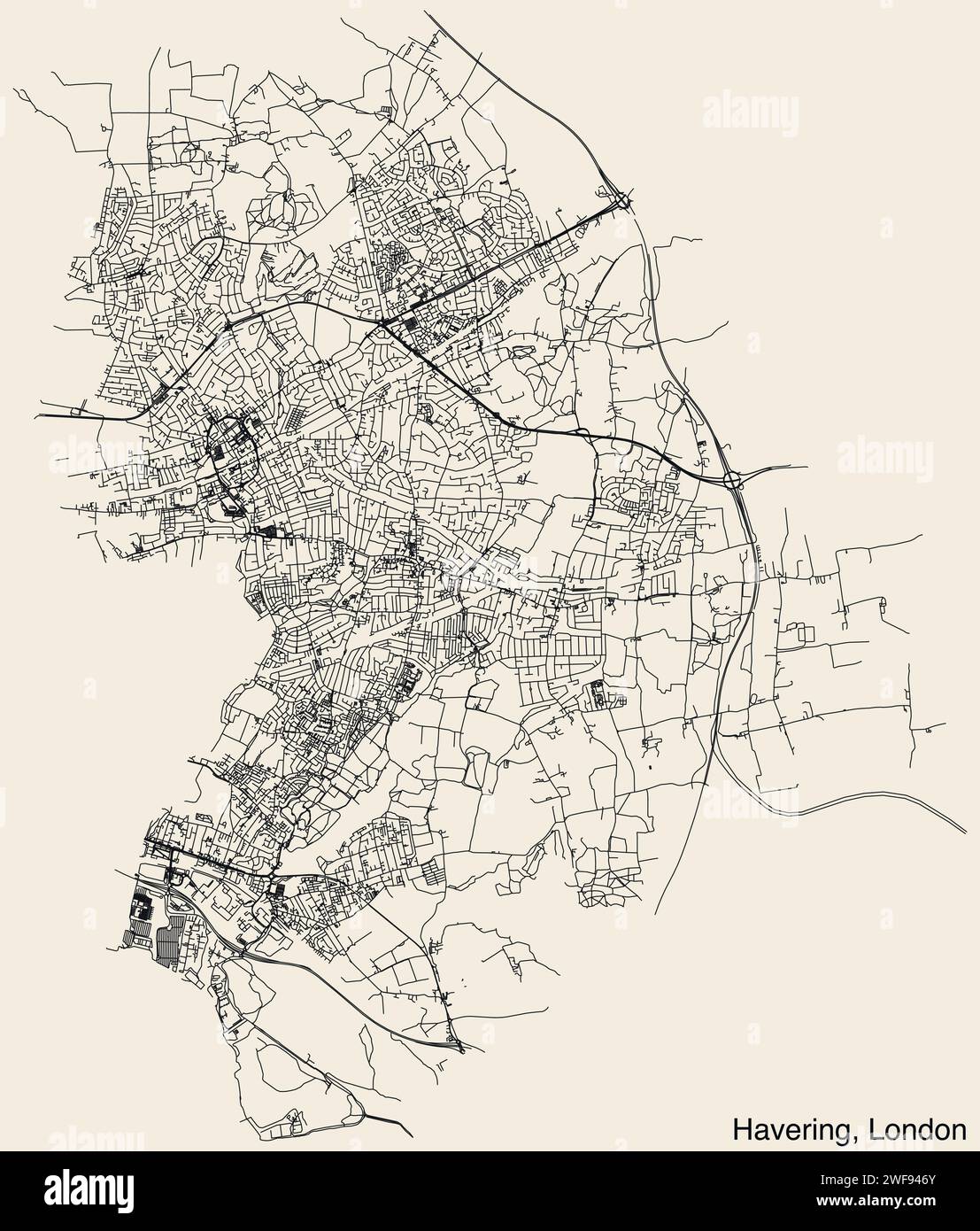 Street roads map of the BOROUGH OF HAVERING, LONDON Stock Vector Image ...