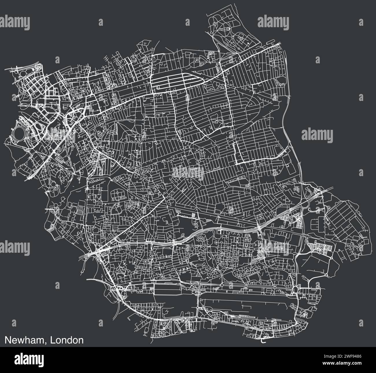 Street roads map of the BOROUGH OF NEWHAM, LONDON Stock Vector Image ...