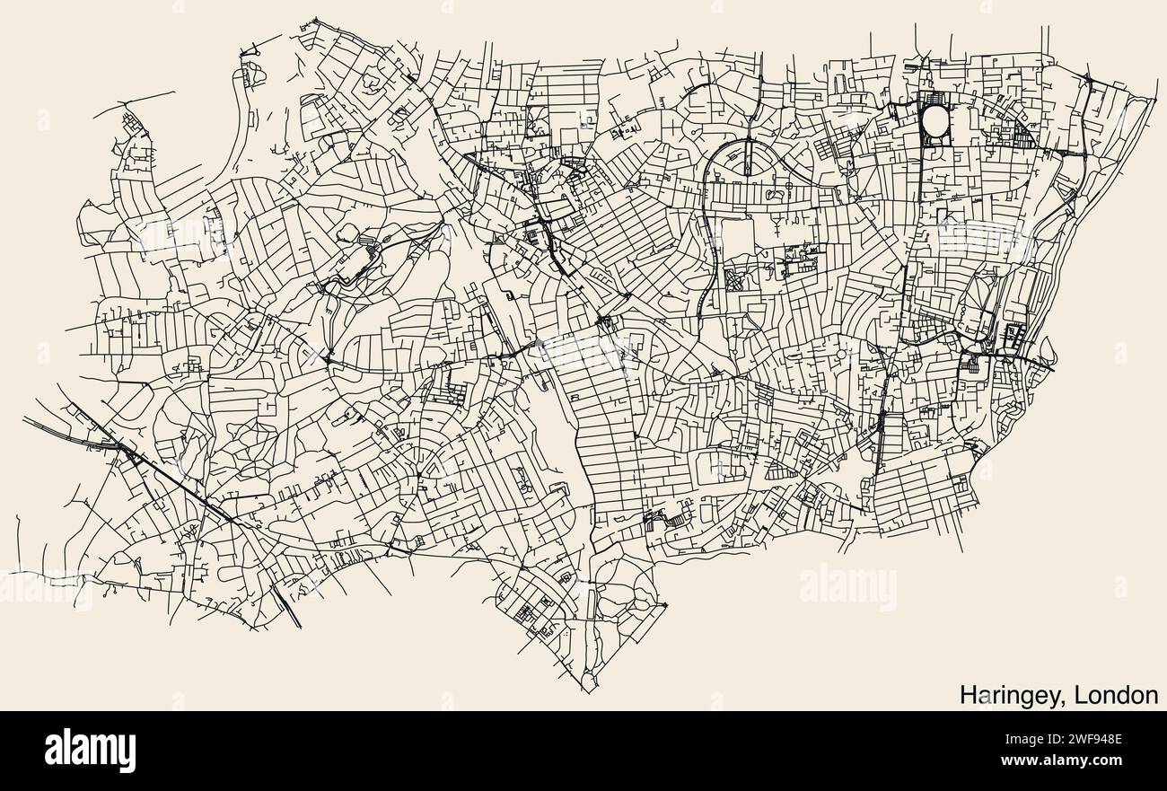 Street roads map of the BOROUGH OF HARINGEY, LONDON Stock Vector Image ...
