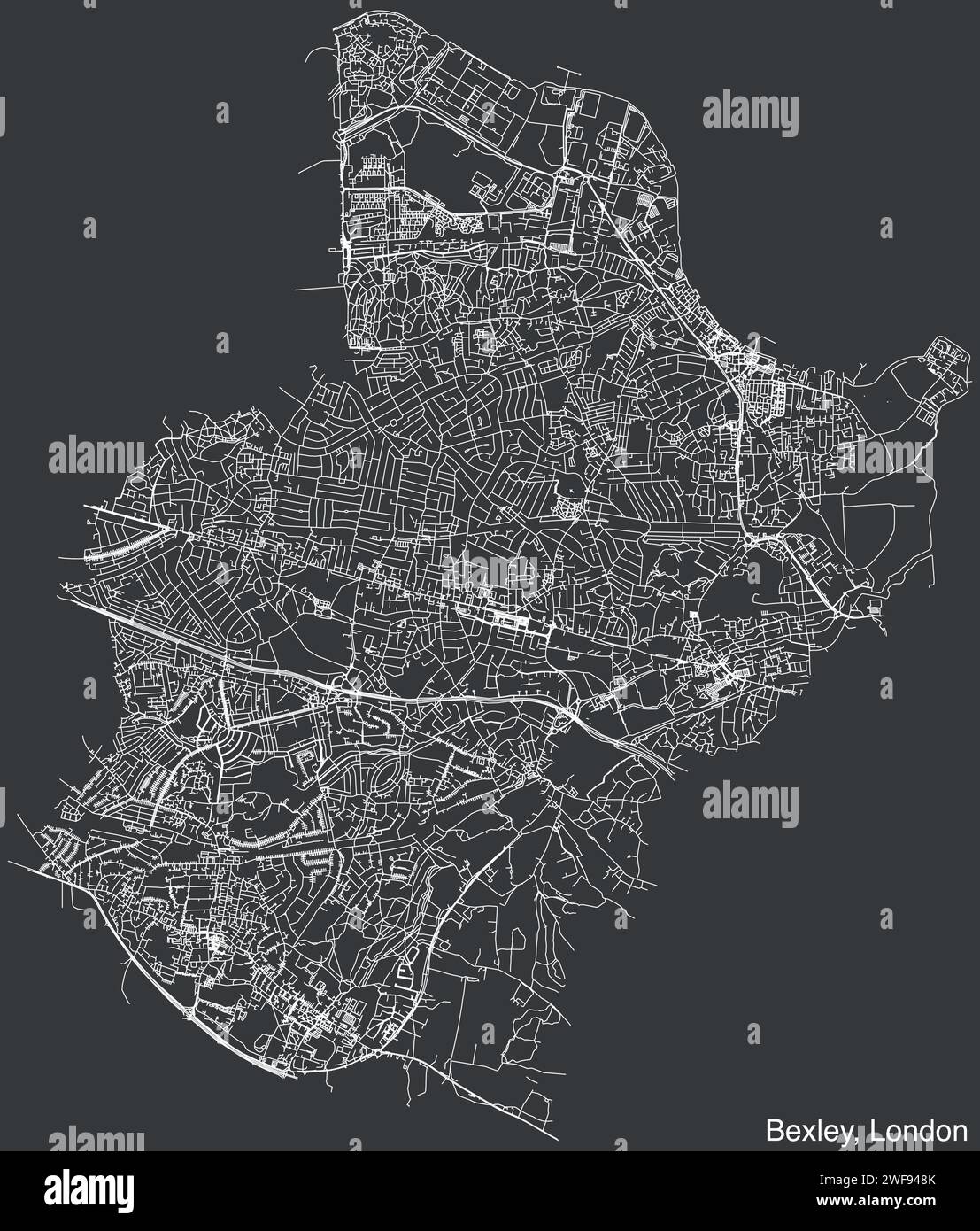 Street roads map of the BOROUGH OF BEXLEY, LONDON Stock Vector Image ...