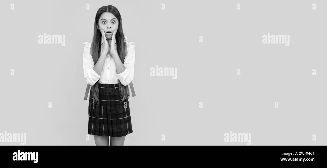 kid in uniform on yellow background. september 1. childhood. Horizontal ...
