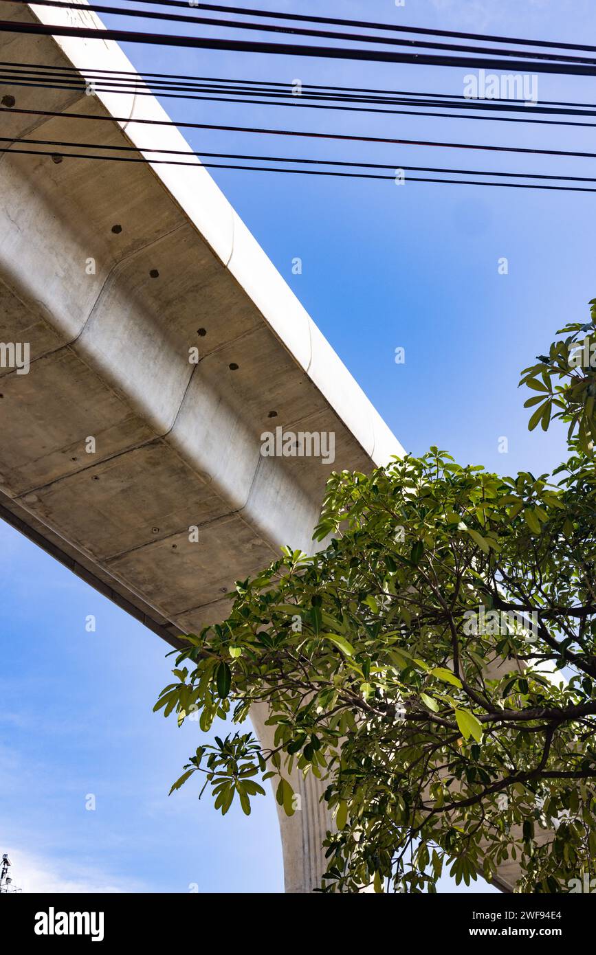 This photo captures a detailed view of the steel suspension bridges ...