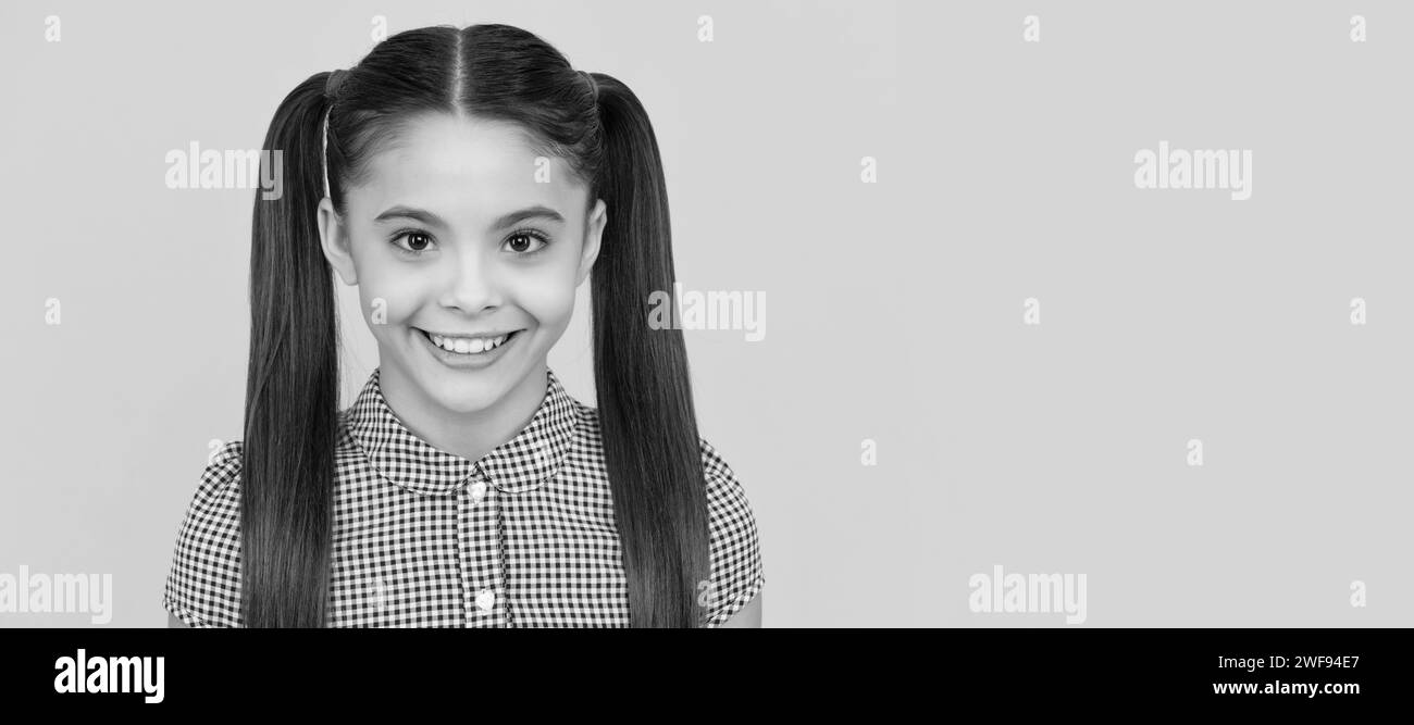 Innocent girl child happy smiling yellow background, girlhood. Child ...