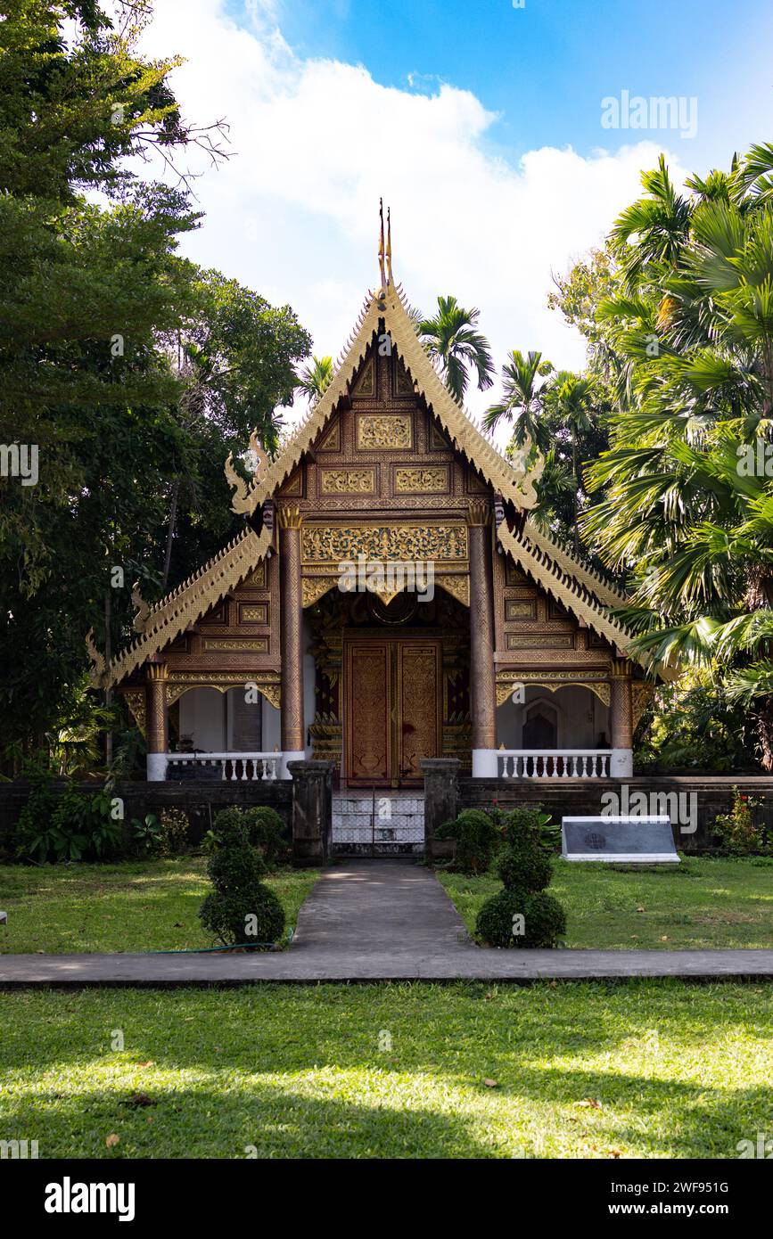 A small temple stands prominently in the middle of Wat Chiang Man ...