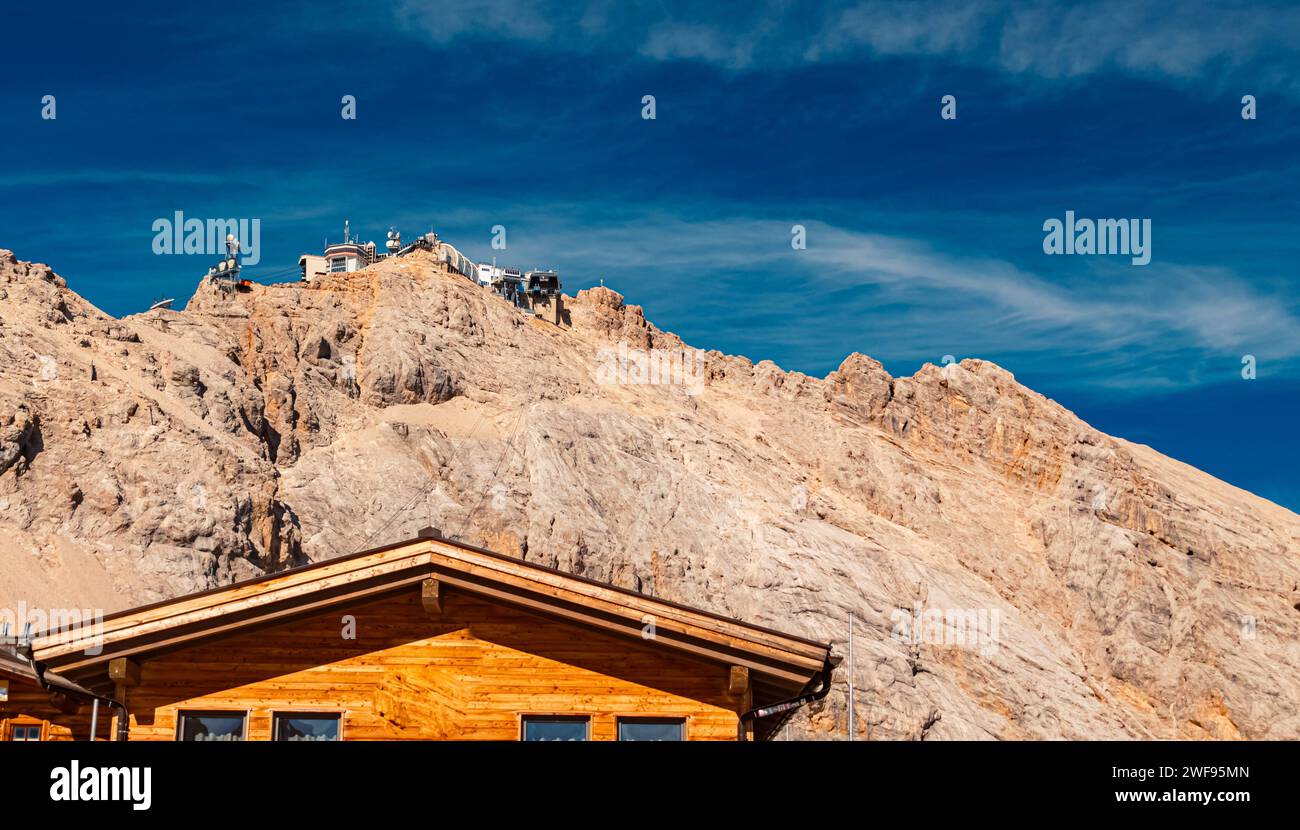 Alpine summer view at Schneeferner glacier, Zugspitzplatt, Mount ...