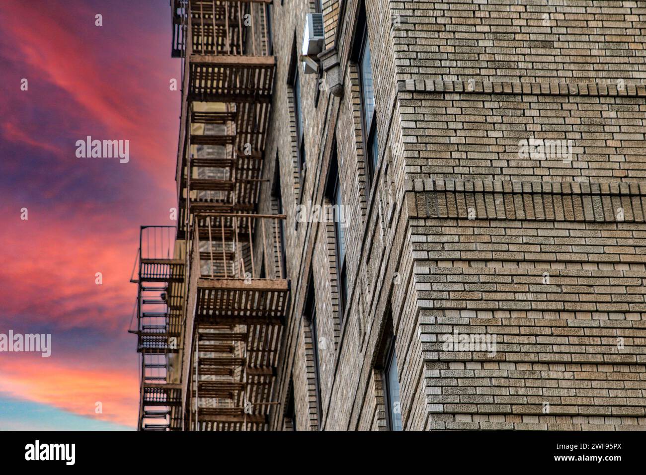 Typical building with emergency stairs in the Bronx neighborhood of New ...