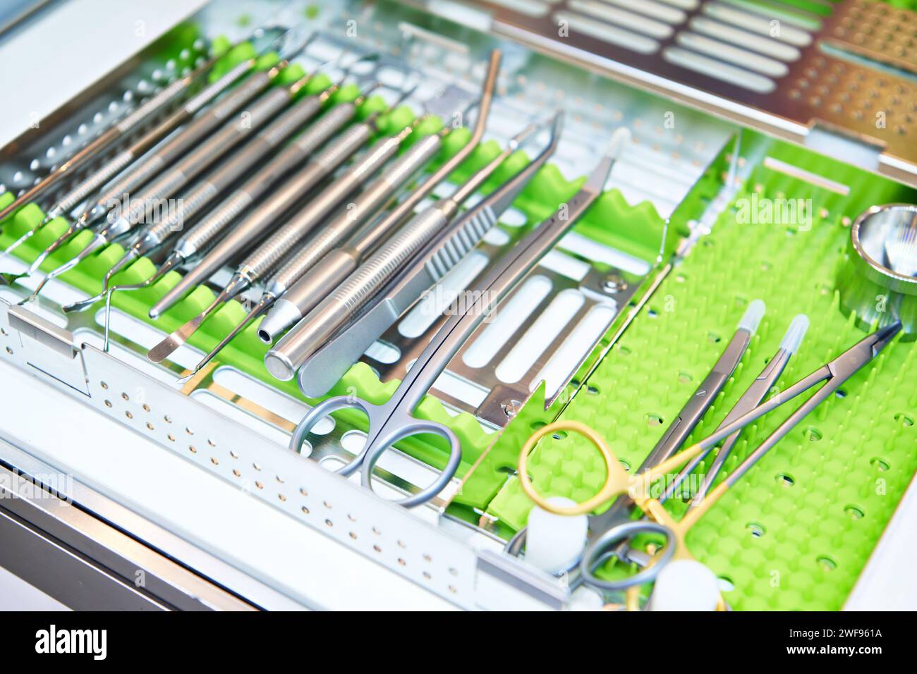 Dental instrument set with attachments Stock Photo - Alamy