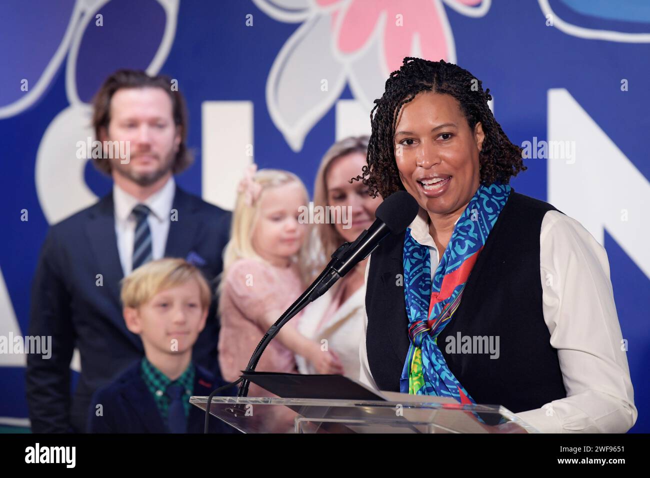 Washington, USA. 29th Jan, 2024. DC Mayor Muriel Bowser announces $19.6 ...