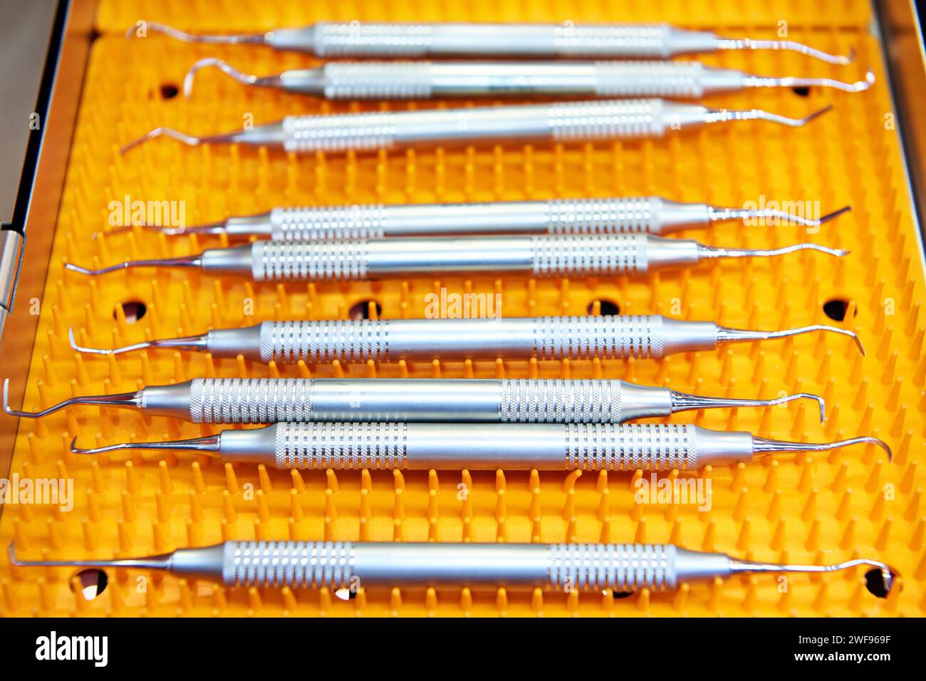 Dental instruments, universal curettes. Paradontology Stock Photo - Alamy