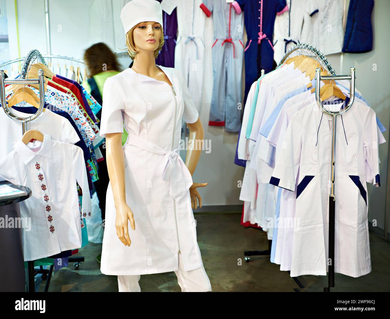 Clothes for dental doctors on mannequin and medical workers in the ...