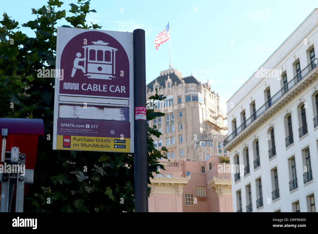 San Francisco, California: SFMTA MUNI CABLE CAR Stop sign Stock Photo ...