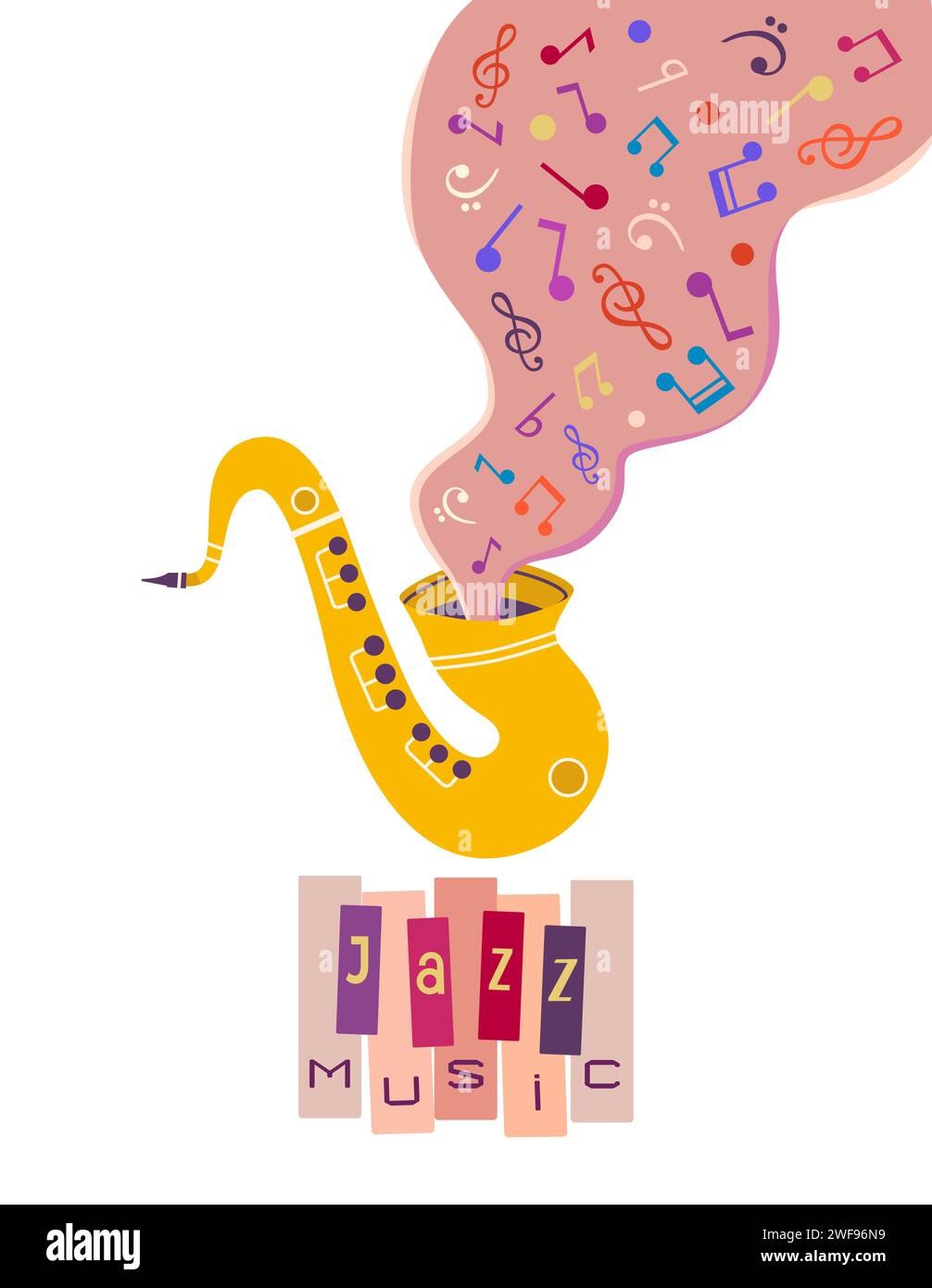 Saxophone Piano Jazz Music cute hand drawn vector icon. Sax, musical ...