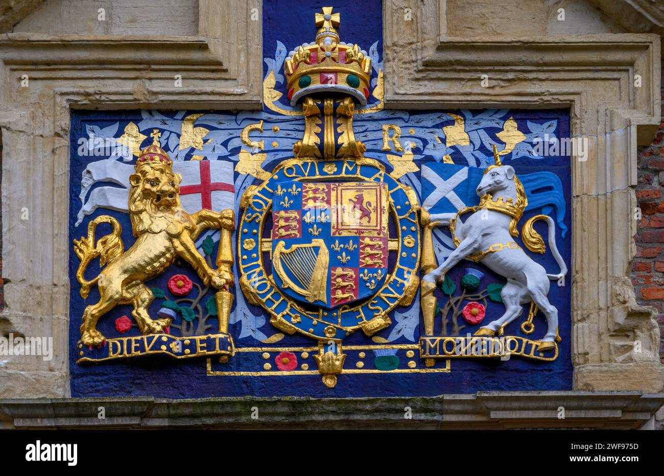 The coat of arms of Charles I at King's Manor, University of York, York ...