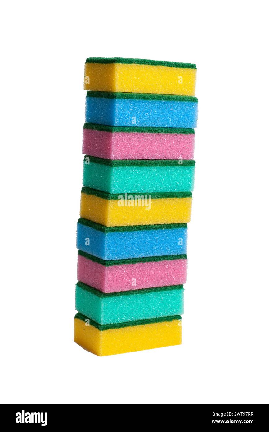 colorful sponges isolated on white Stock Photo - Alamy