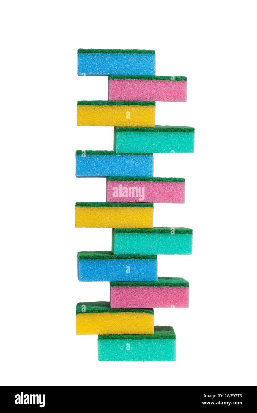 colorful sponges isolated on white background Stock Photo - Alamy