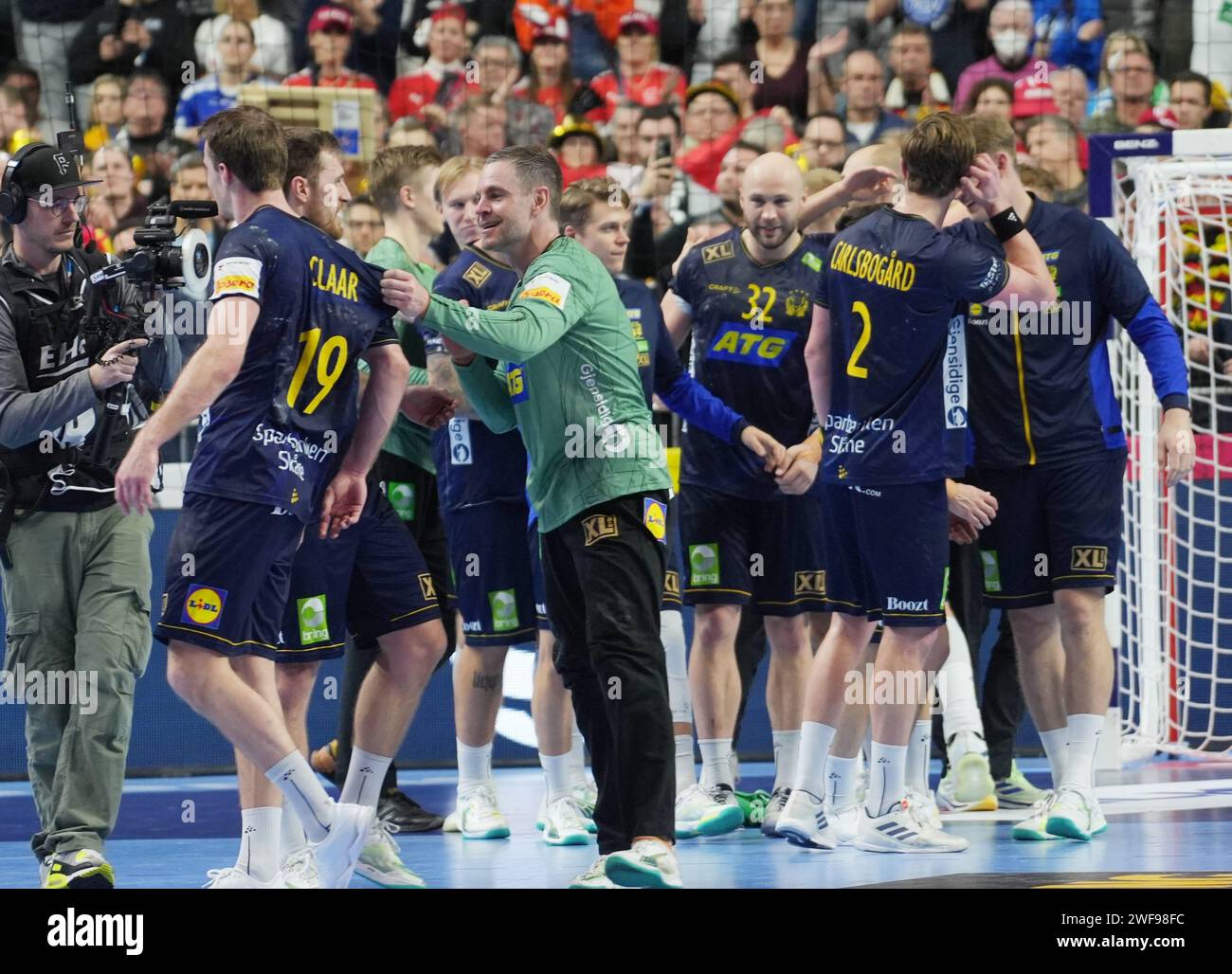 Sweden players celebrate during the Men's EHF Euro 2024, Placement ...
