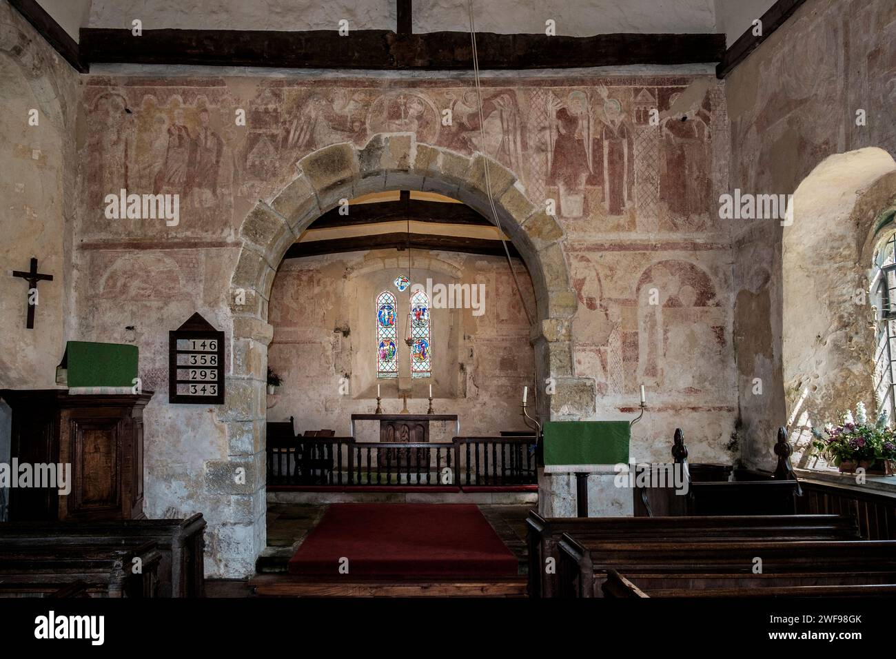 Hardham Church Saxon built with wall paintings from about 1100 AD ...