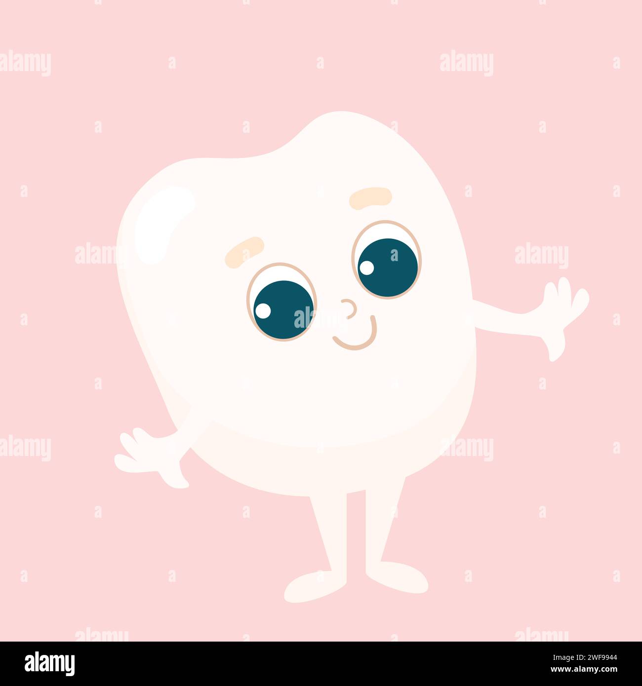 A cute little tooth with glasses and a happy smiling face. The baby has arms and legs. A ...