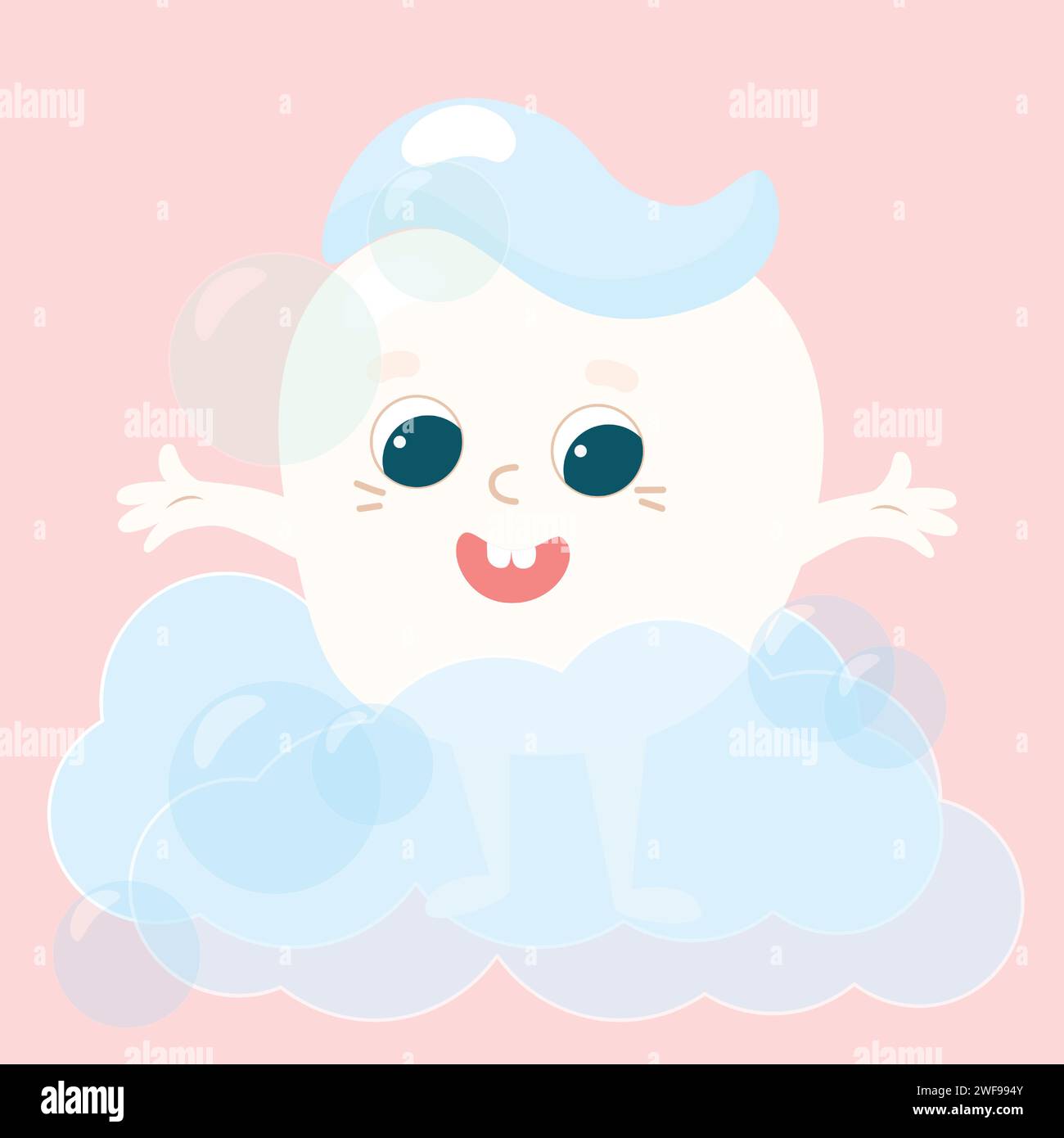 A small healthy baby tooth with toothpaste on top. The tooth smiles ...