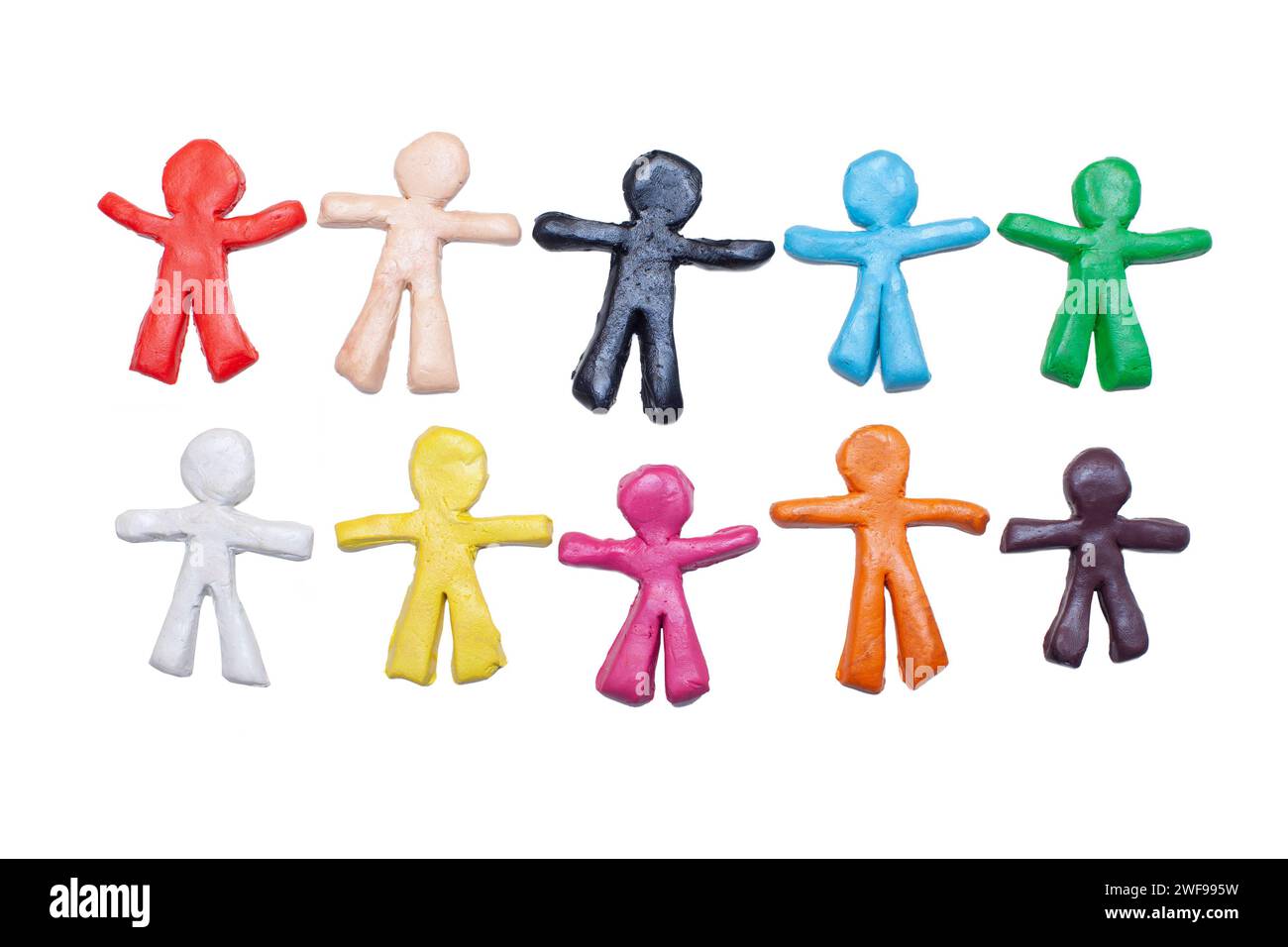 multicolored clay figurines on white background Stock Photo - Alamy