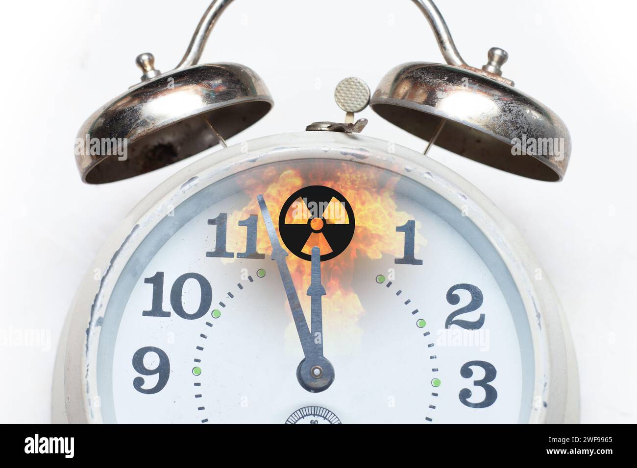 doomsday clock being close to apocalypse time Stock Photo - Alamy