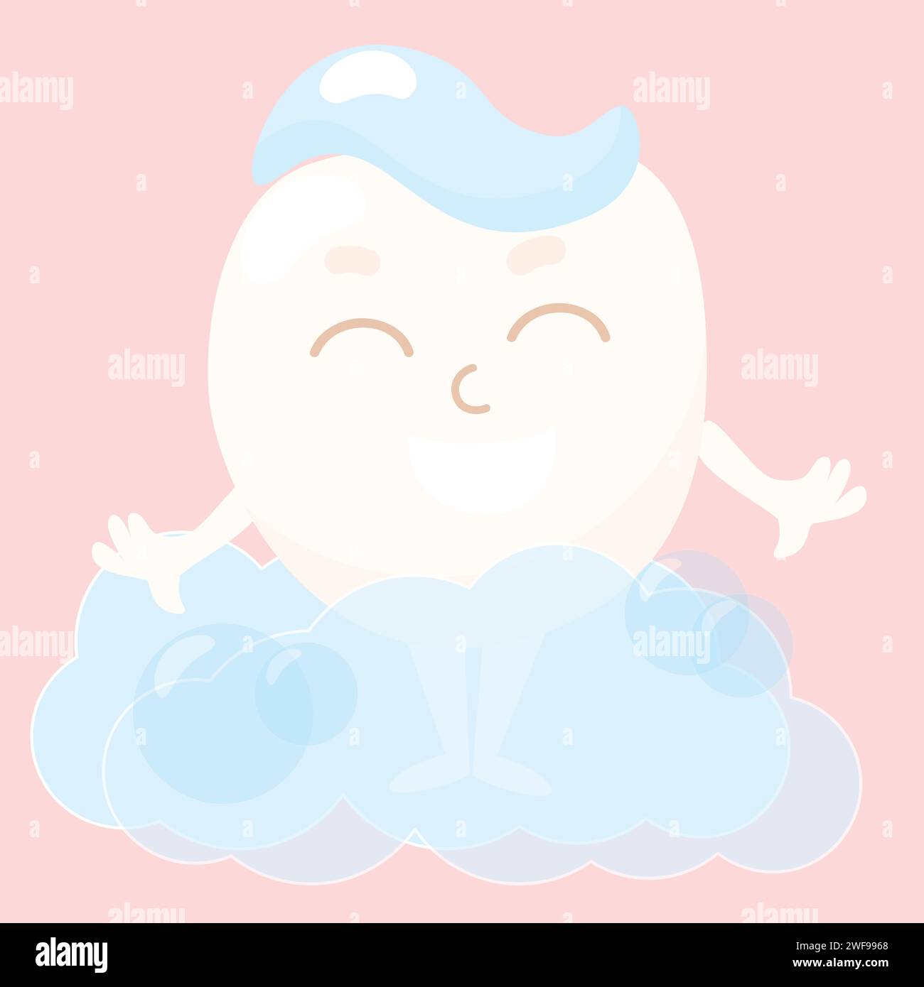 Little healthy baby tooth with toothpaste on top in soap bubbles. Tooth ...