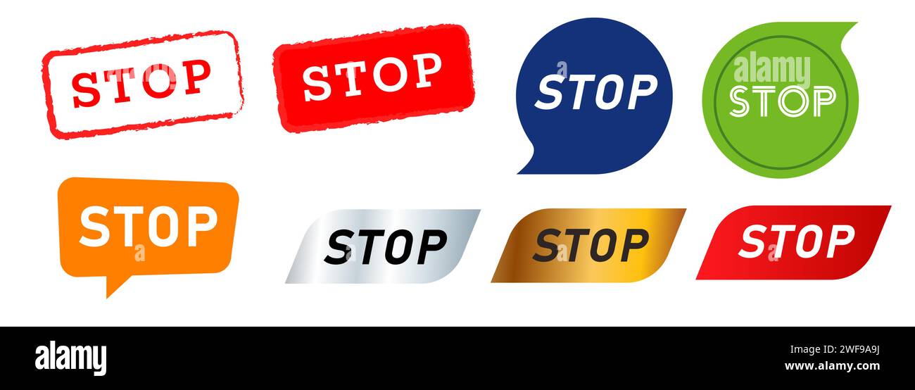 stop text stamp label sticker and speech bubble warning attention ...