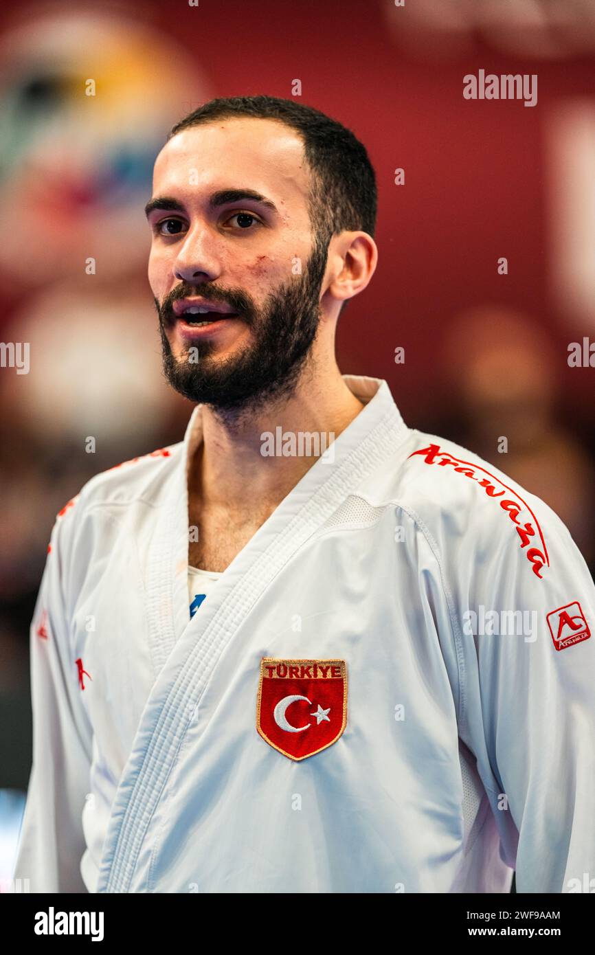 Enes BULUT of Turkiye, Male Kumite -75kg Final, during the Paris Open ...