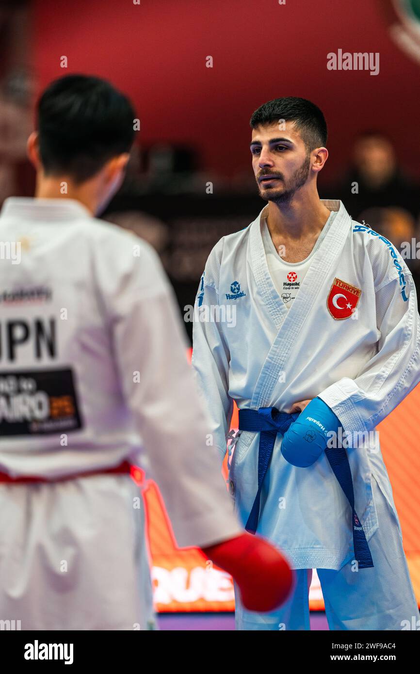 Eray SAMDAN of Turkiye and Hiromu HASHIMOTO of Japan, Male Kumite -60kg ...