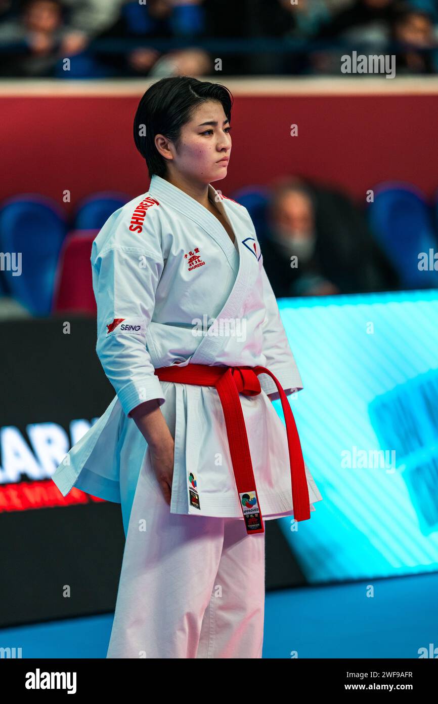 Saeko AZUMA of Japan, Female Kata Final, during the Paris Open Karate ...