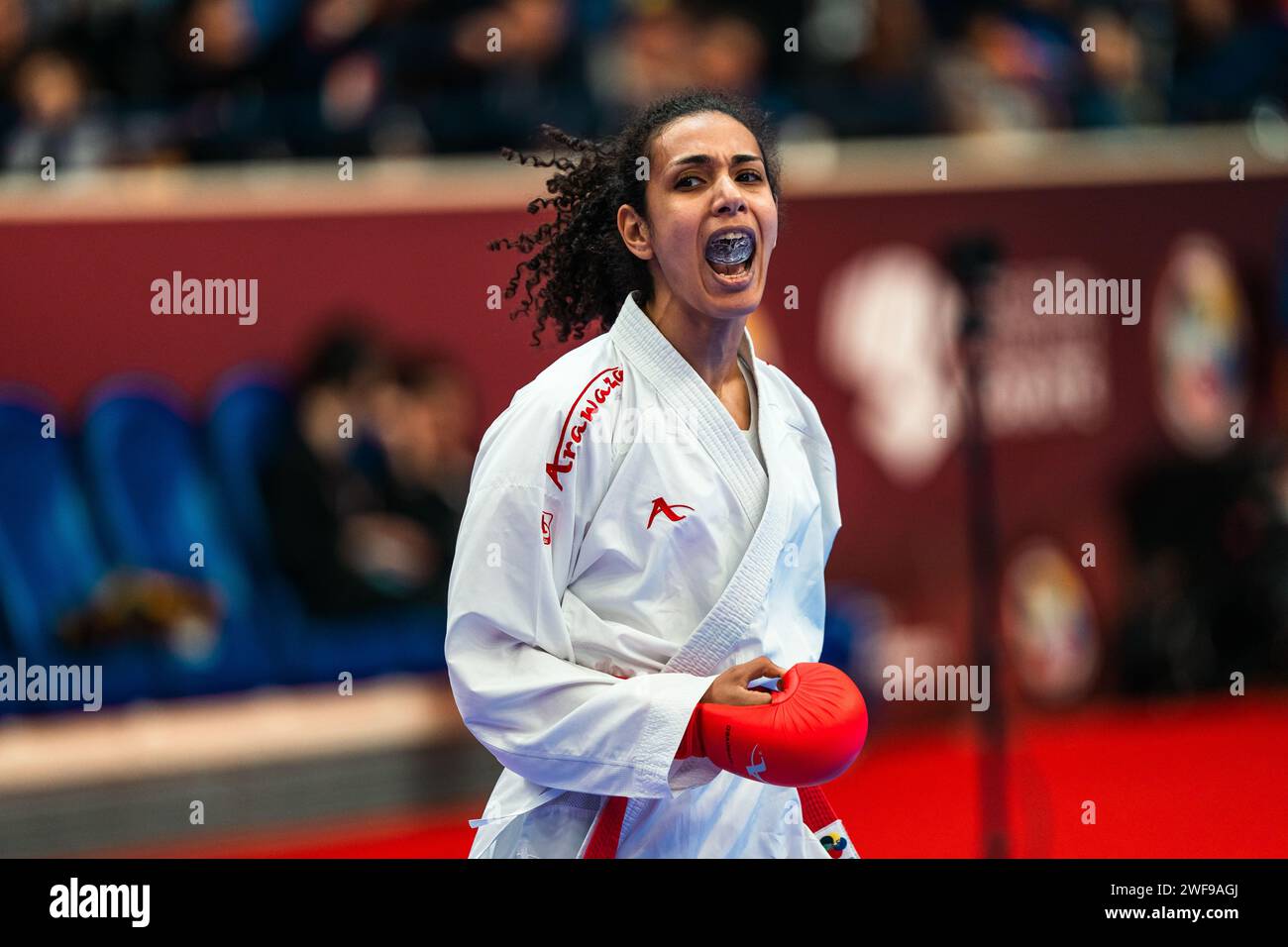 Ahmed SALAMA REEM of Egypt, Female Kumite -50 Kg Final, during the ...