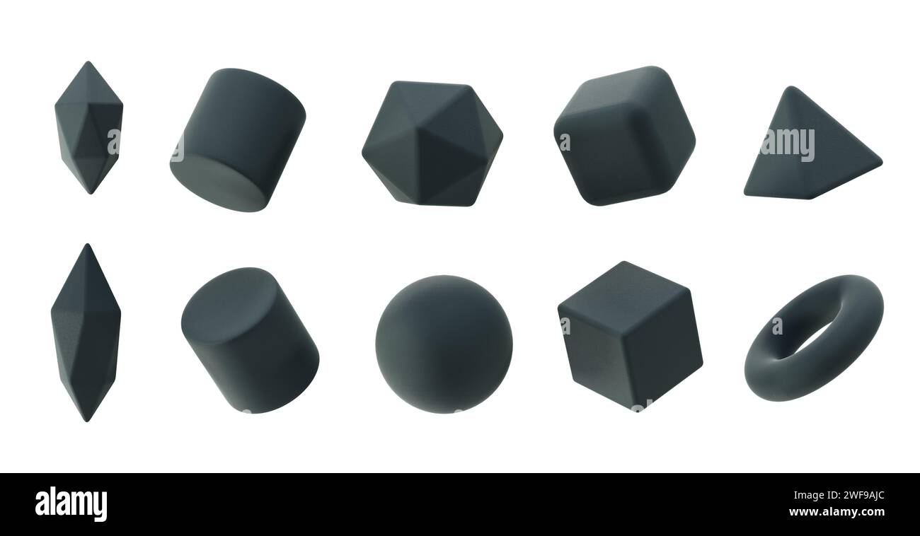 Object textiles texture geometry decoration set isolated background 3d ...