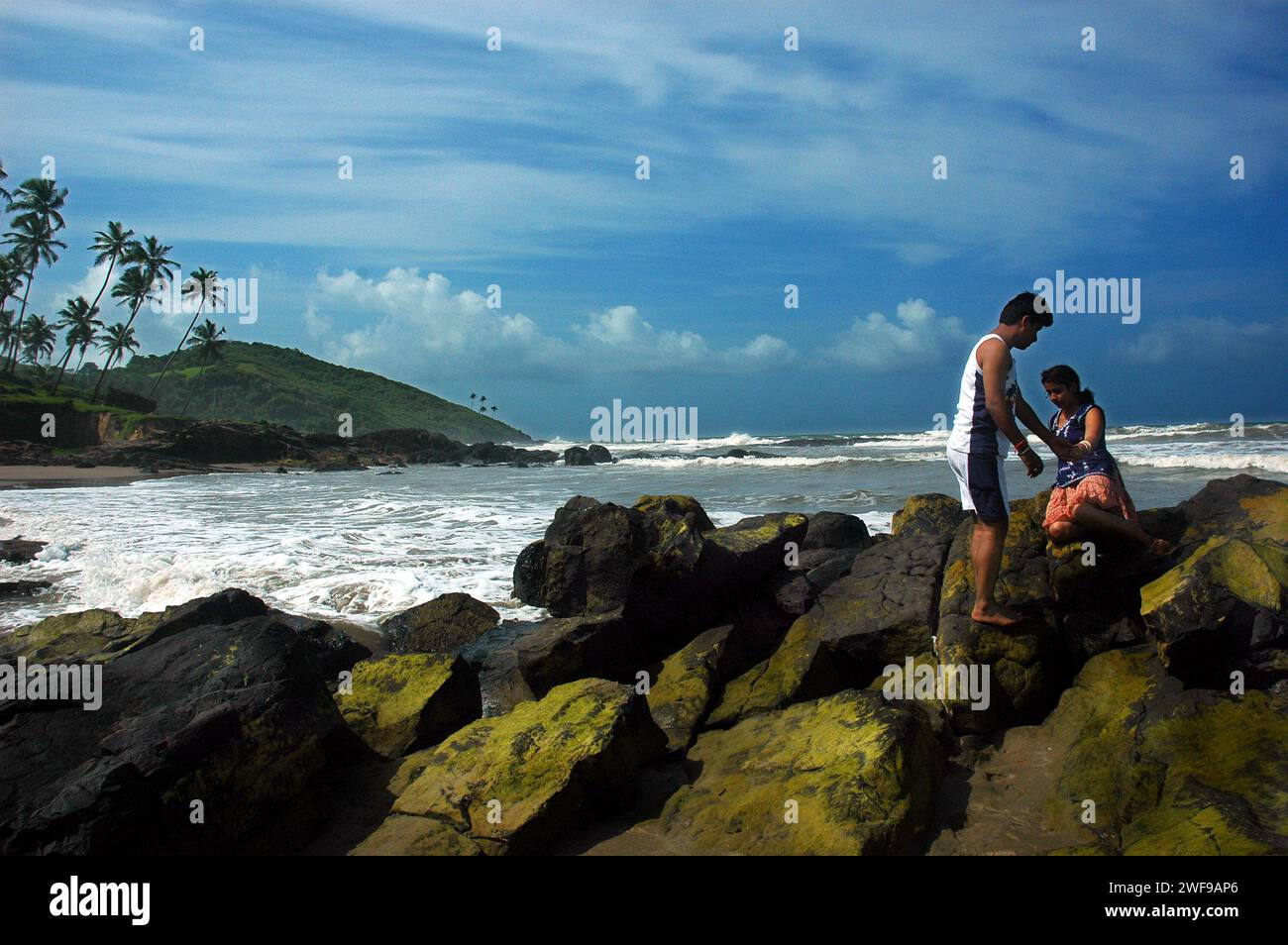 Colva Beach spans about 2.5 km along a sandy coastline of approximately ...