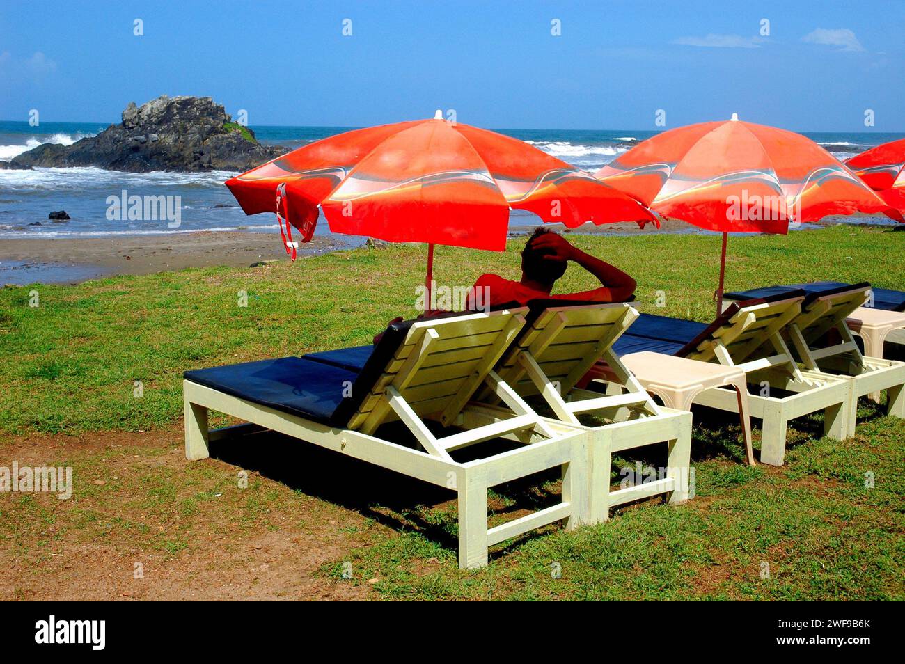 Colva Beach spans about 2.5 km along a sandy coastline of approximately ...