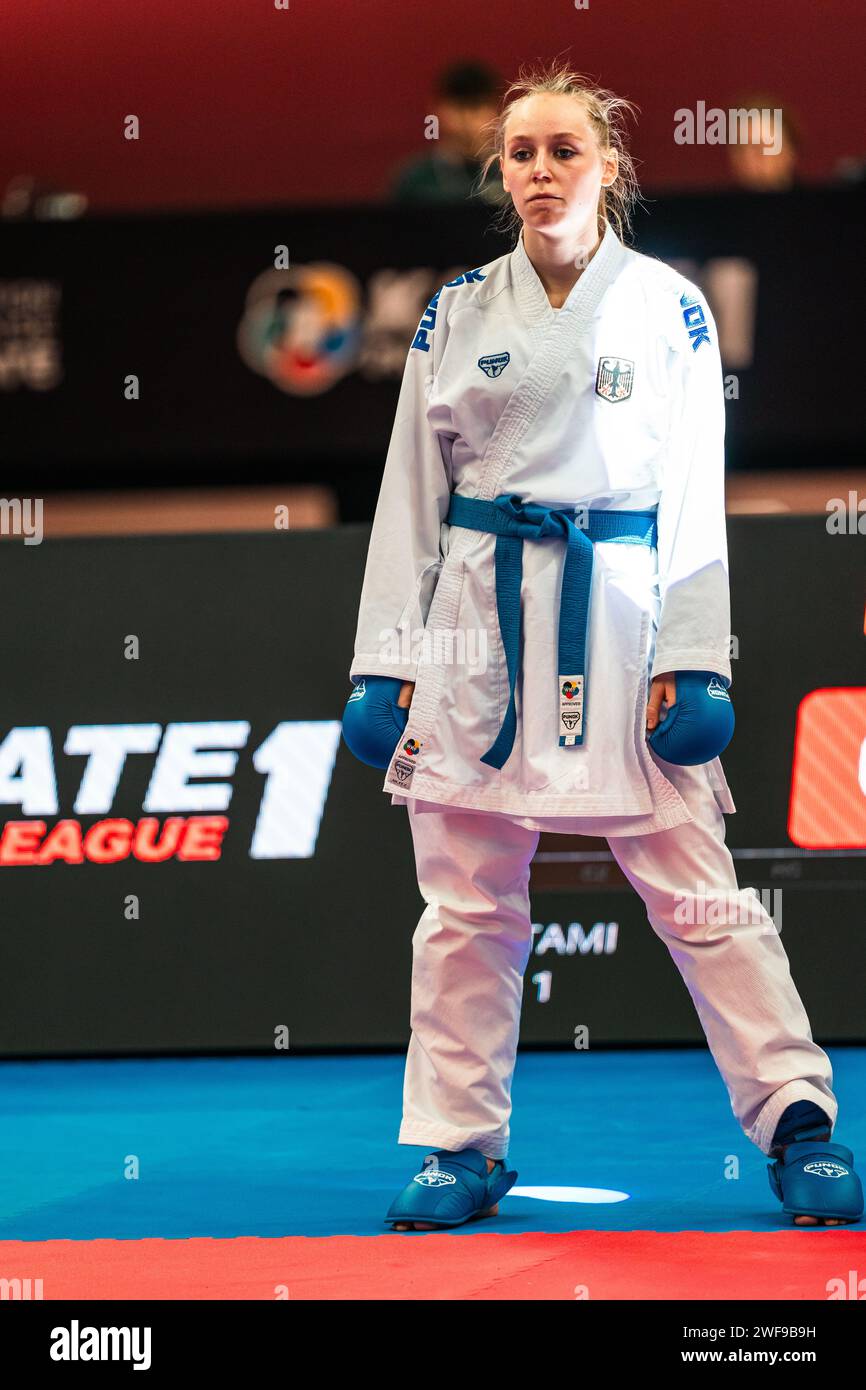 Mia BITSCH of Germany, Female Kumite -55 Kg Final, during the Paris ...