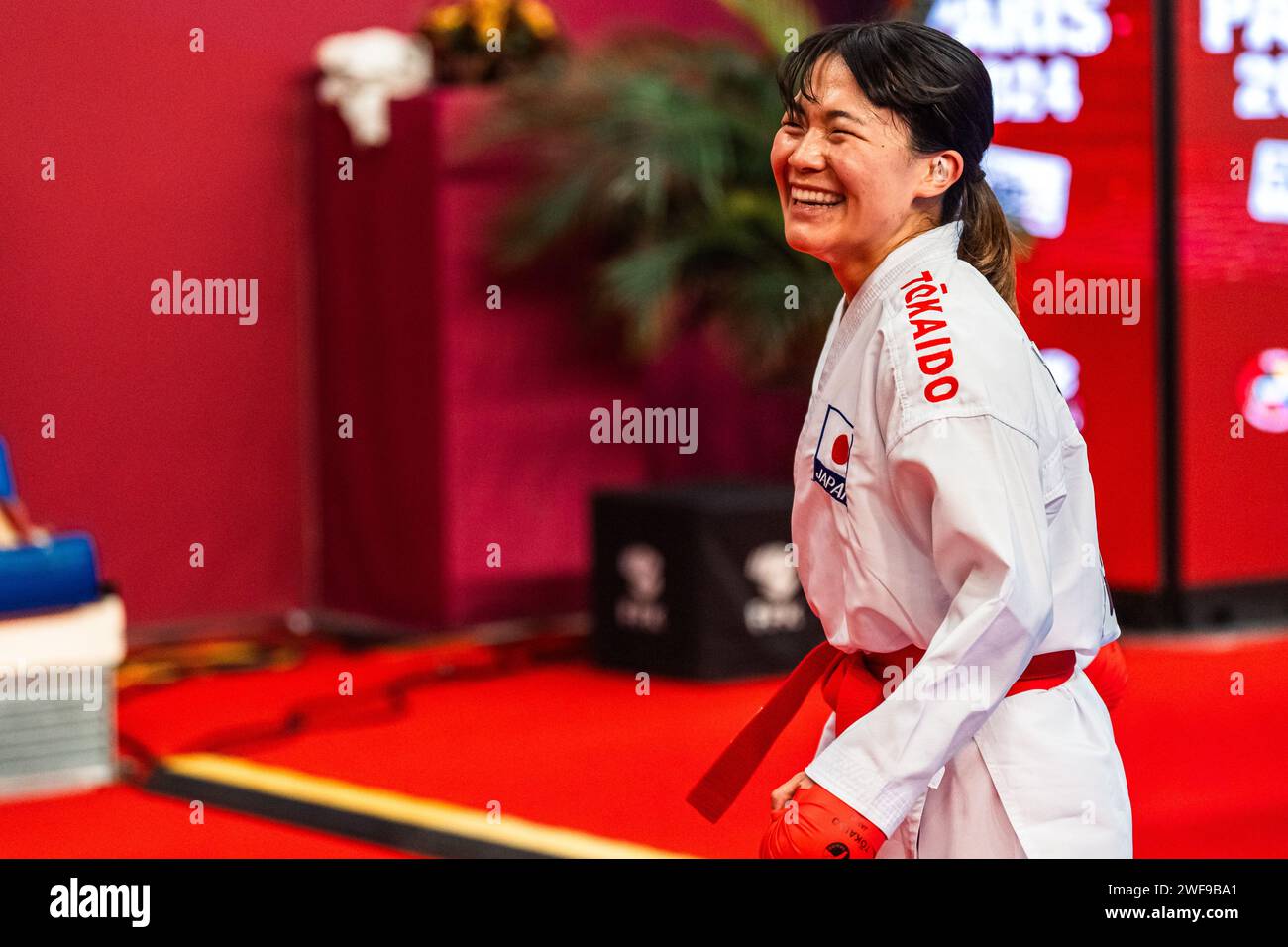 Airi SHIMA of Japan, Female Kumite -55 Kg Final, during the Paris Open Karate 2024, 2024 Karate ...