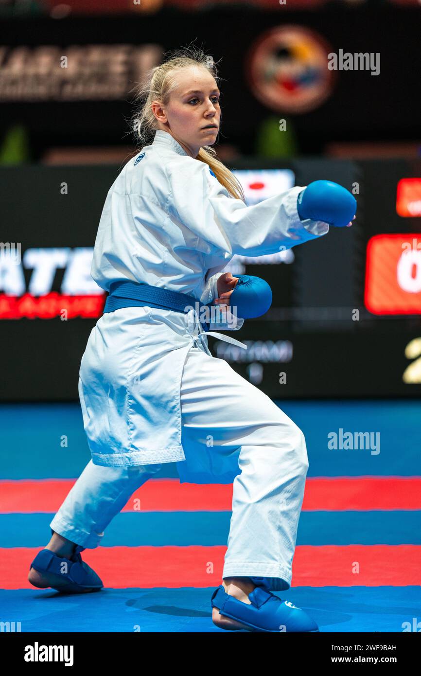 Mia BITSCH of Germany, Female Kumite -55 Kg Final, during the Paris ...
