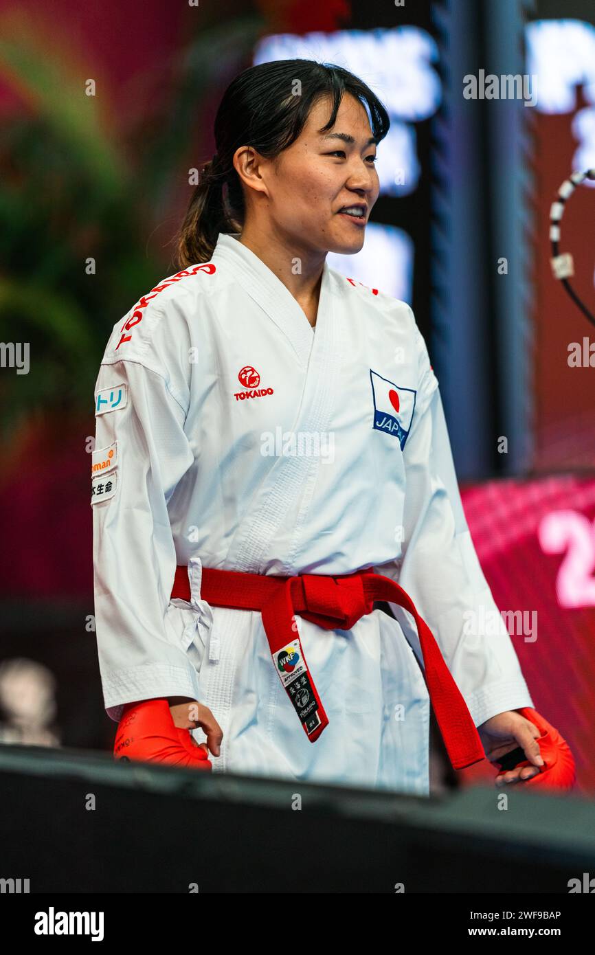 Airi SHIMA of Japan, Female Kumite -55 Kg Final, during the Paris Open ...