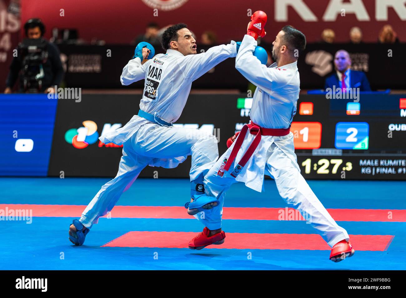 Said OUBAYA of Marocco and Luca MARESCA of Italy, Male Kumite -67kg ...