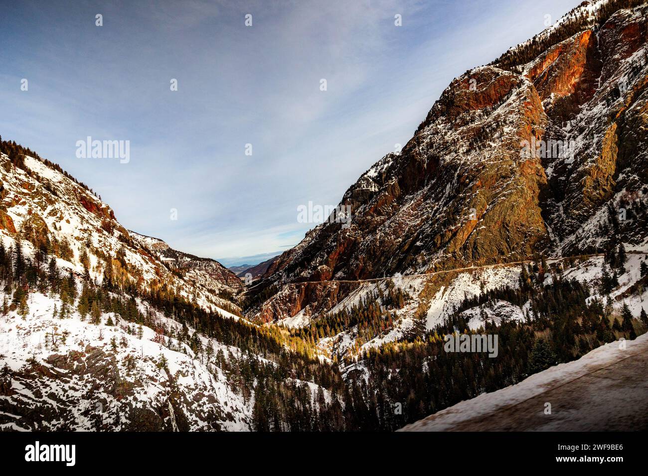 A breathtaking shot of majestic snow-capped mountains in Ouray ...