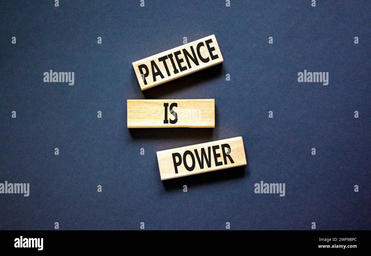 Patience is power symbol. Concept words Patience is power on beautiful wooden blocks. Beautiful ...