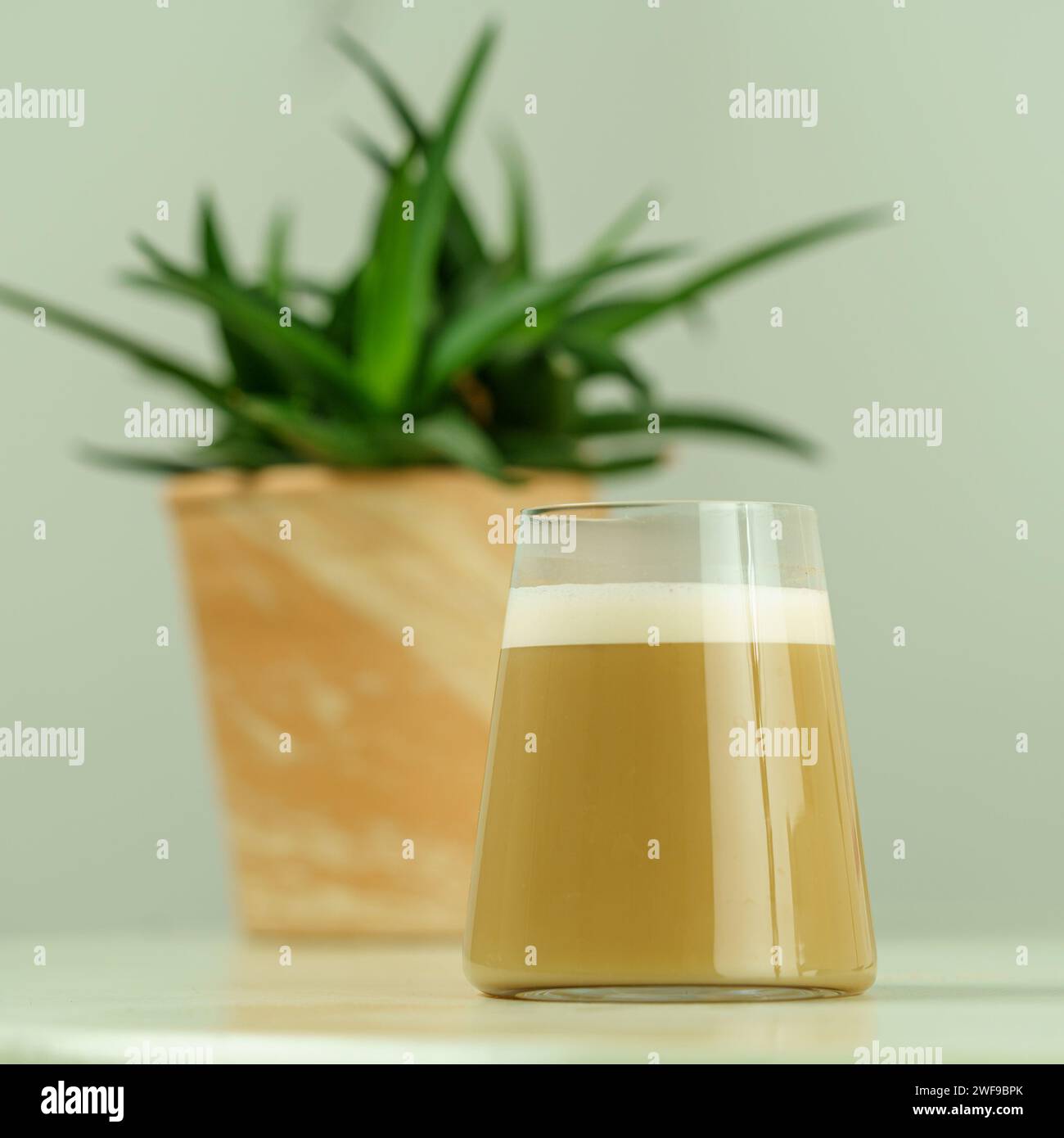 Specialty Coffee Latte in a Transparent Glass on White Background ...